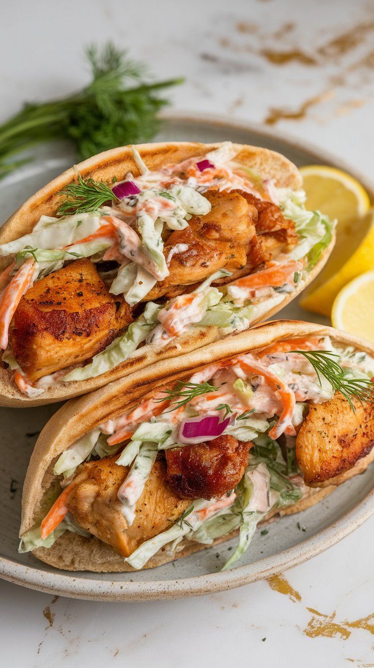 Sheet Pan Chicken Pitas with Herby Ranch Slaw