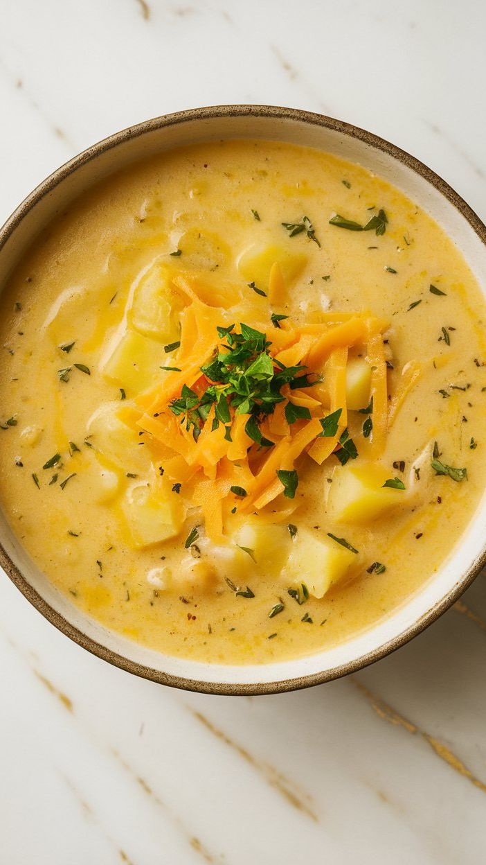 Cheddar Garlic Herb Potato Soup