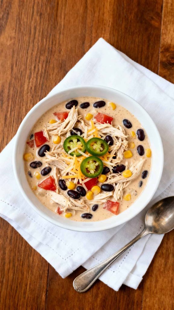 Crockpot Cream Cheese Chicken Chili