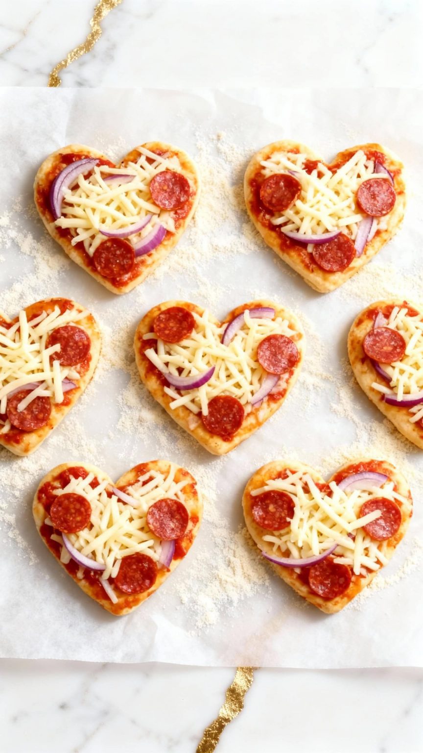 Mini Heart Shaped Pizzas